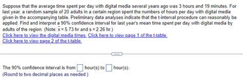 solved suppose that the average time spent per day with