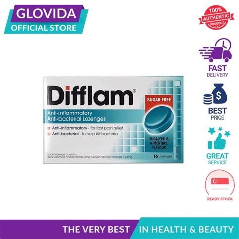 Difflam Anti Inflammatory Anti Bacterial Lozenges Eucalyptus Menthol Flavour 16 S Exp