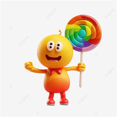 무지개 막대사탕을 들고 있는 쾌활한 만화 캐릭터 만화 캐릭터 웃다 Png 일러스트 및 이미지 에 대한 무료 다운로드 Pngtree