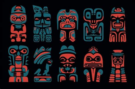 Símbolos Culturais Indígenas Em Estilo Tribal Foto Premium