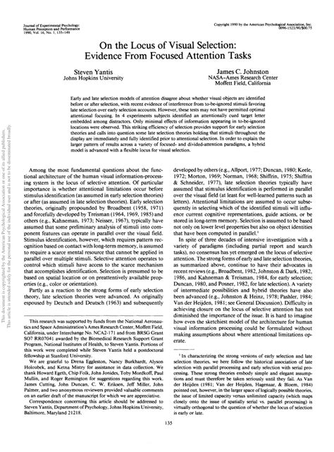 On The Locus Of Visual Selection Evidence From Focused Attention Tasks