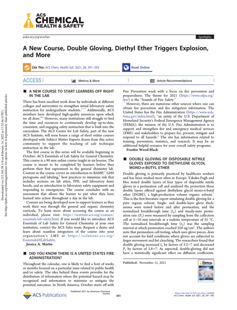 Pdf A New Course Double Gloving Diethyl Ether Triggers Explosion