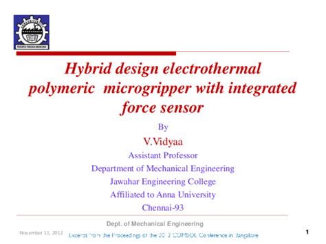 Pdf Hybrid Design Electrothermal Polymeric Microgripper With
