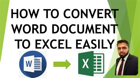 tutorial on how to convert word document to excel youtube
