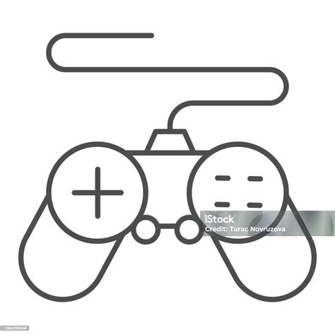 게임 패드 얇은 라인 아이콘 코워킹 컨셉 흰색 배경에 조이스틱 사인 모바일 개념 및 웹 디자인을위한 윤곽 스타일 비디오 게임 아이콘 컨트롤러 벡터 그래픽 Brand Name