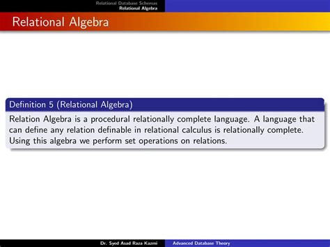Lecture 2 Relational Algebra And Sql Advanced Database Theory Ms Pdf