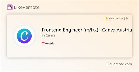 📩 Frontend Engineer Mfx Canva Austria At 🏢 Canva 📍remote Job In 🇦🇹 Austria Rlikeremote