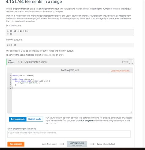 Solved 415 Lab Elements In A Range Write A Program That