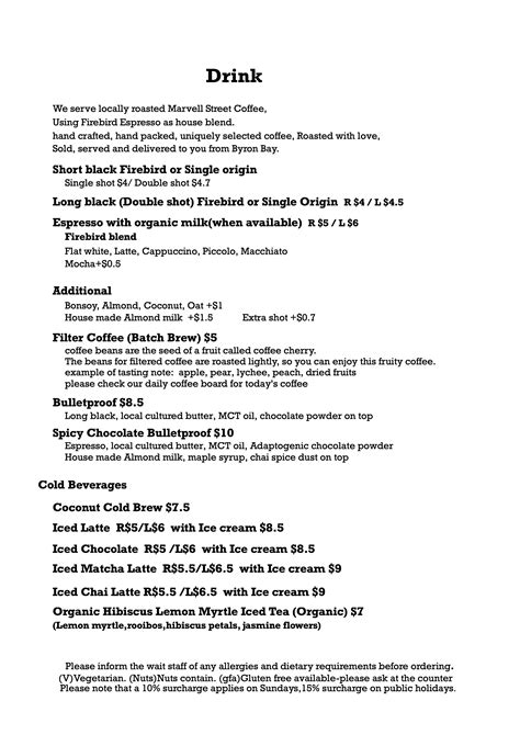 Lunch Menu — Federal Doma Cafe