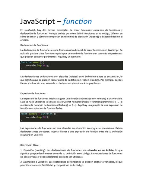 Javascript Funciones Pdf Objeto Informática Función Matemáticas