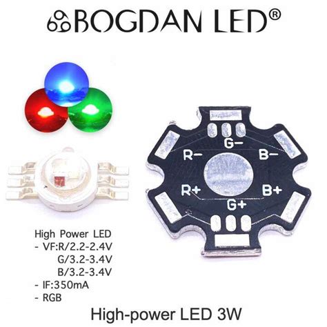 High Power หลอด Led 3w Rgb 6pin แอลอีดีลูกปัด R G B ให้ความสว่างสูง ความร้อนต่ำ อายุการใช้งาน