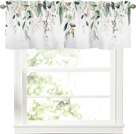 Sage Green Eucalyptus Leaves Kithen Curtains Valances For Windows