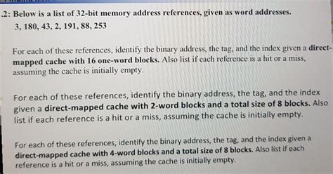 Solved 2 Below Is A List Of 32 Bit Memory Address