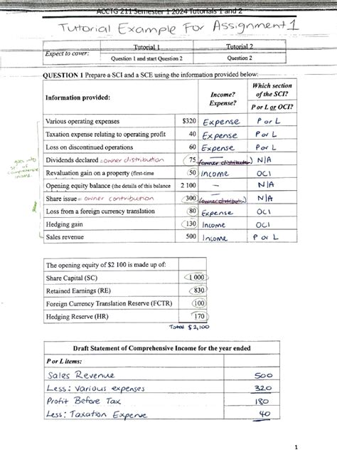 Tutorial Example For Assignment 1 Acctg 211 Semester 1 2024 Tutorials 1 And 2 Tutorial Example