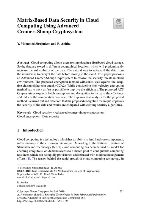 Pdf Matrix Based Data Security In Cloud Computing Using Advanced