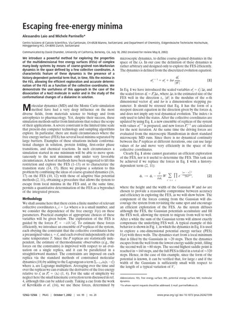 Escaping From Free Energy Pdf Normal Distribution Solvation