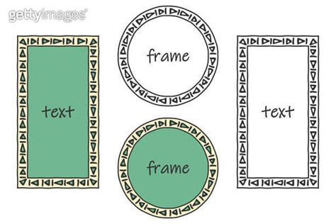 Frames Outline Pastel Coloured Background Set Hand Drawn Decorative Doodle Ornament Ink Brush