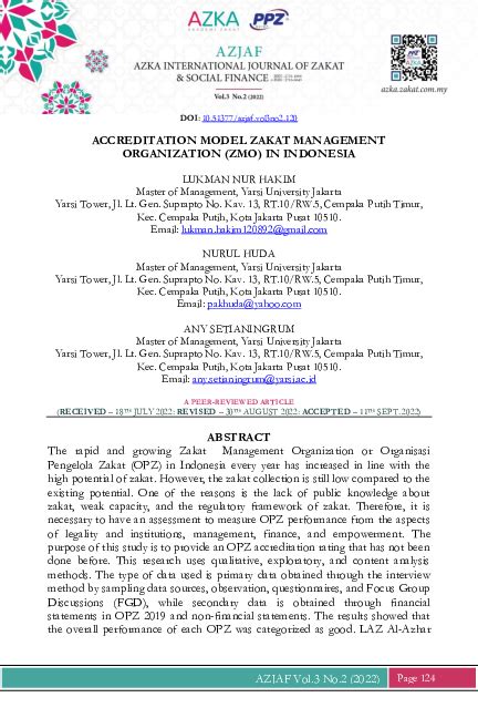 Pdf Accreditation Model Zakat Management Organization Zmo In Indonesia