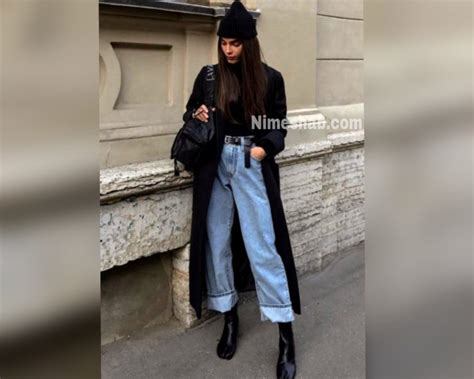 ایده های ست کردن با شلوار جین بگی زنانه تیپ با شلوار بگ نیمه شب