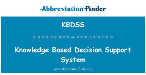 Kbdss Stands For Knowledge Based Decision Support System Abbreviation