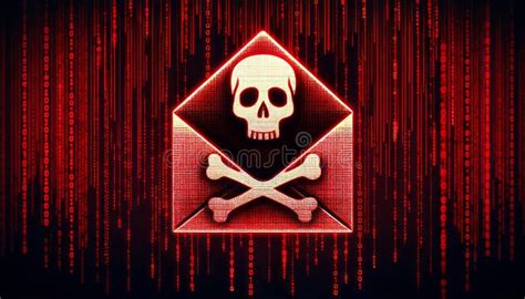Malware Warning In Red Digital Rain Backdrop Stock Illustration