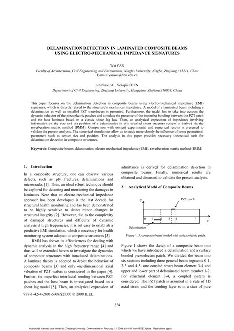 Pdf Delamination Detection In Laminated Composite Beams Using Electro
