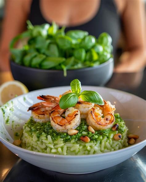 Ultimate Grilled Shrimp And Creamy Pesto Risotto