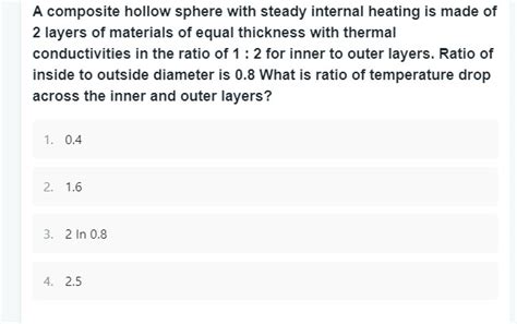Solved A Composite Hollow Sphere With Steady Internal