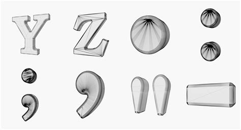 3d Letters And Punct Marks With Soft Chamfer Turbosquid 2334484
