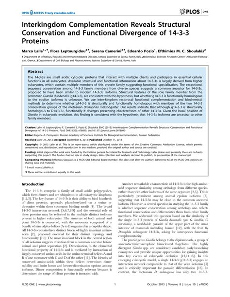 Pdf Interkingdom Complementation Reveals Structural Conservation And
