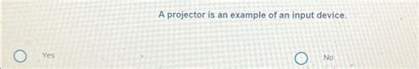 Solved A Projector Is An Example Of An Input Device YesNo Chegg Com