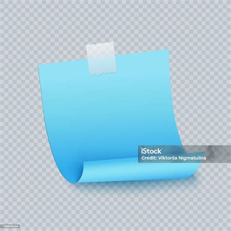 접착제 테이프와 그림자 알림 목록 정보를위한 스티커 노트와 파란색 노트 종이 투명 한 배경에 벡터 현실적인 빈 게시물 그림 0명에 대한 스톡 벡터 아트 및 기타 이미지