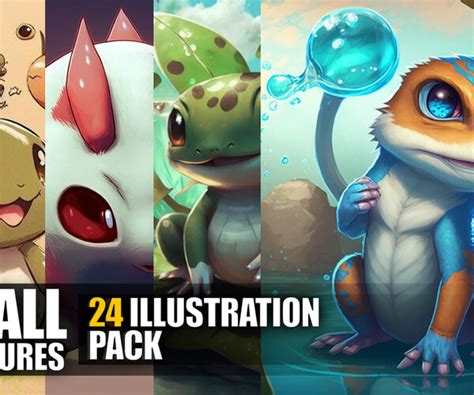 Artstation Small Chibi Creatures 24 Illustration Pack Artworks