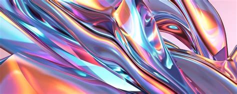Abstract Iridescent Background Design 3d Render Showcasing A Blend Of