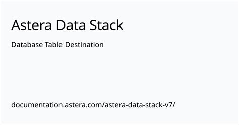 Database Table Destination Astera Data Stack