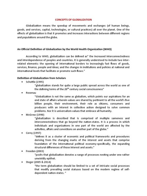 Concepts Of Globalization Pdf Globalization Economic Globalization