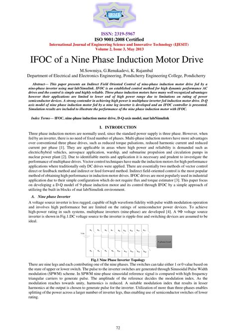 Pdf Ifoc Of A Nine Phase Induction Motor Drive