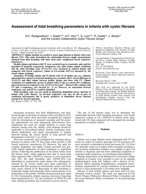 Pdf Assessment Of Tidal Breathing Parameters In Infants With Cystic