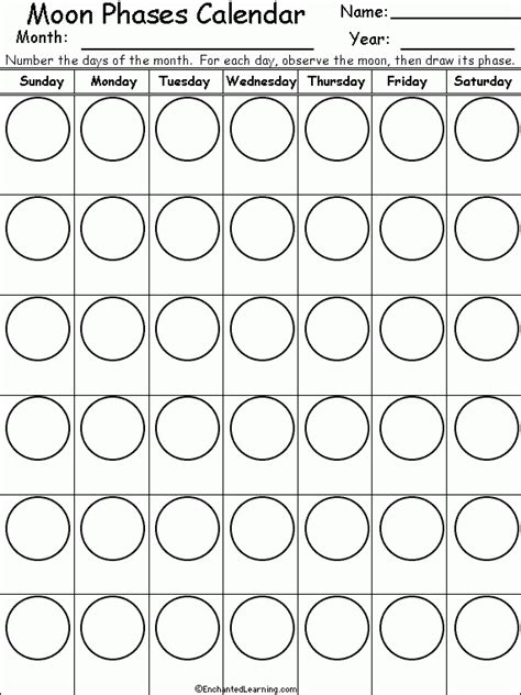 Free Printable Blank Moon Phase Calendar Free Printable