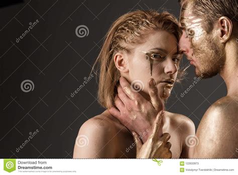 Man And Woman Relations Gold Spa And Skincare Treatment Erotic Games Of Couple In Love Golden