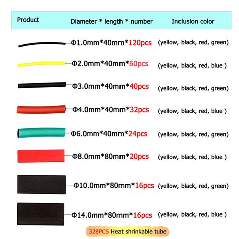 새로운 열 수축 튜브 세트 21 랩 와이어 케이블 절연 폴리올레핀 열 수축 튜브 비율 튜브 절연 수축 튜브 전기 장비 및 소모품