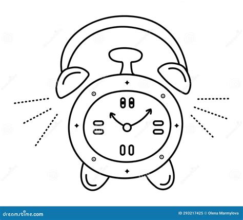 Black Line Alarm Clock Stock Vector Illustration Of Awakening 293217425