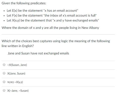 solved given the following predicates let e x be the