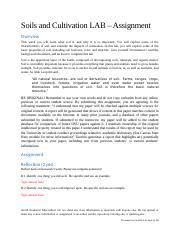 LAB Soils And Cultivation Assignment Docx Soils And Cultivation LAB Assignment Overview