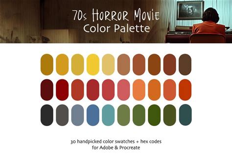 70s Horror Movie Procreate And Adobe Digital Color Palette Instant Download Hex Codes