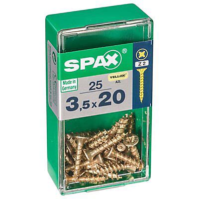 Spax Pz Flat Countersunk Steel Screw Dia35mm L20mm Pack Of 25