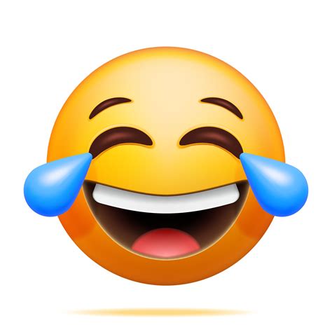 3d Yellow Laugh Emoticon With Tears Isolated Render Laughing To Tears