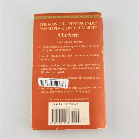 Macbeth By William Shakespeare Bantam Classic Rusty Gold Resale