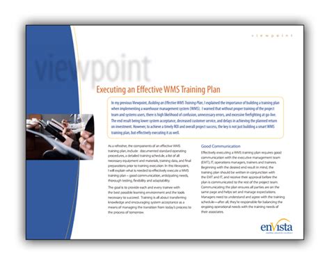 White Paper Executing An Effective Wms Training Plan