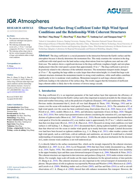 Observed Surface Drag Coefficient Under High Wind Speed Conditions And